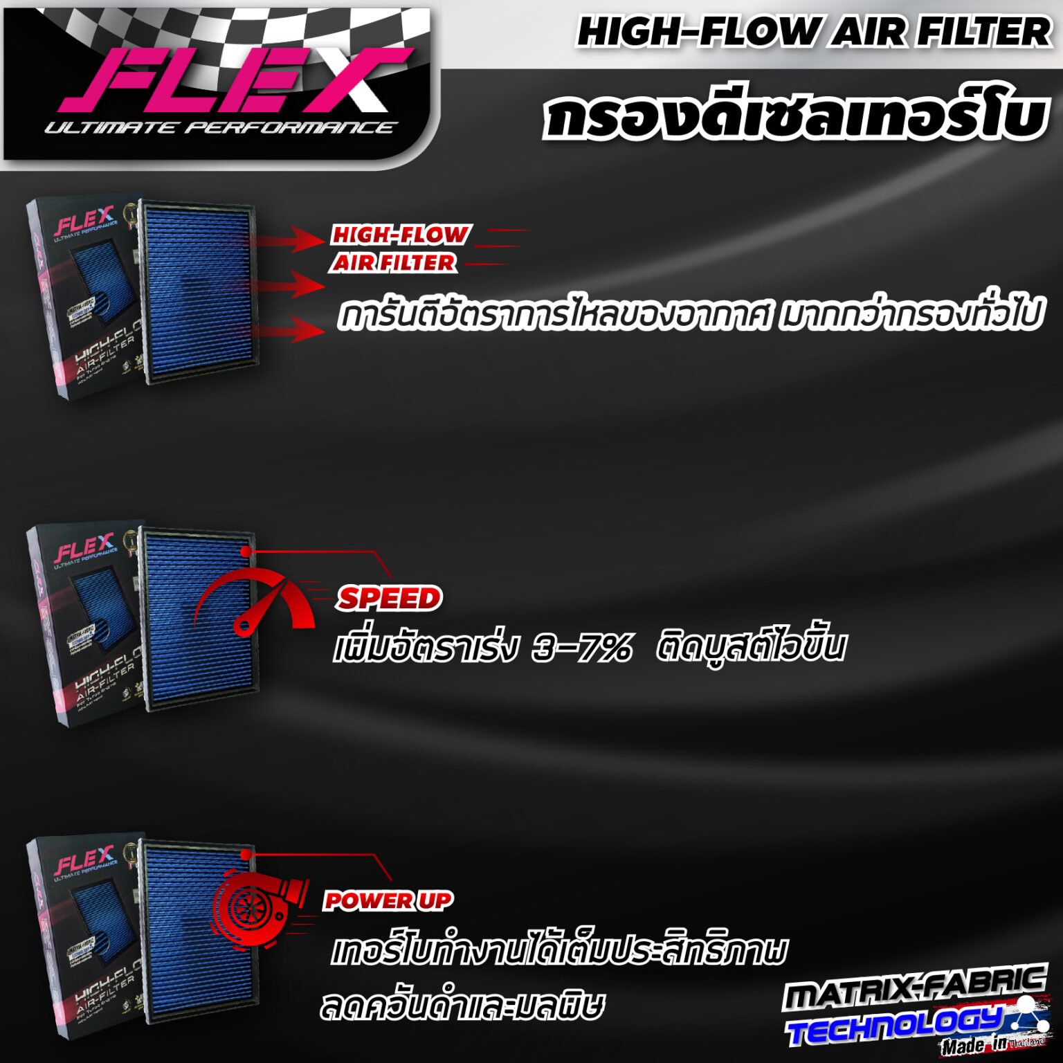 กรองอากาศ FLEX ULTIMATE PERFORMANCE - NADA Racing SHOP